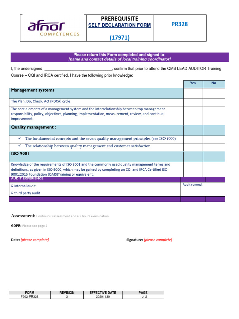 Form202-A - Self Declaration QMS - A Faire V 122015 FR | Download Free ...