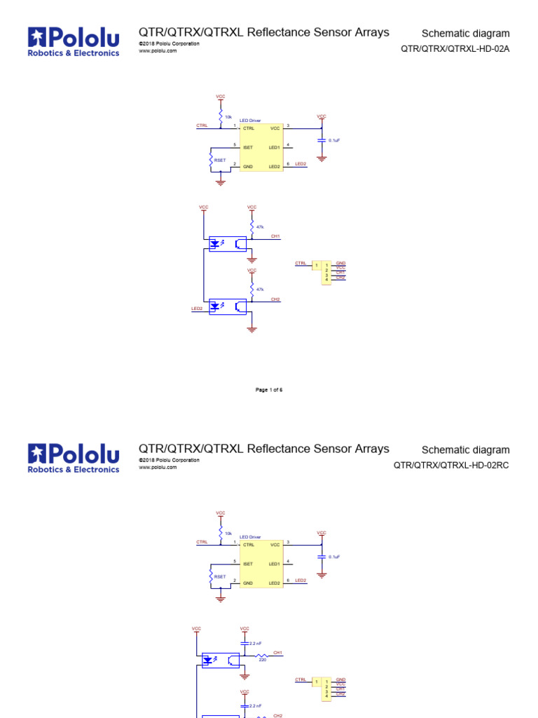 QTR QTRX HD Reflectance Sensor Array Schematic | PDF | Electronic Design | Infographics