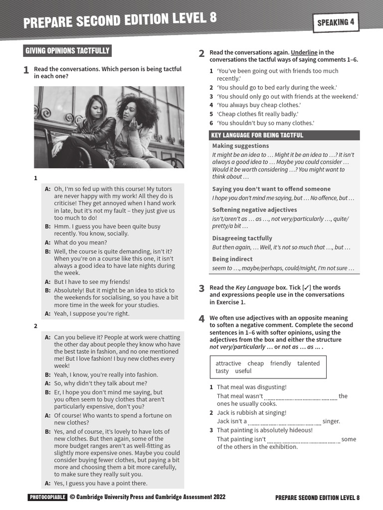 PREPARE L8 Speaking Worksheet 04 | PDF