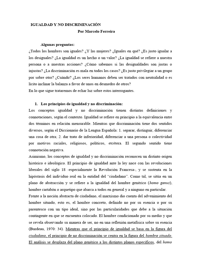 Igualdad y No Discriminaci - N Publicado para Dictar Clase | PDF | Discriminación | Convenio ...