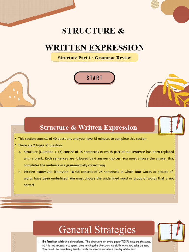 Structure & Written Expression | PDF | Verb | Subject (Grammar)
