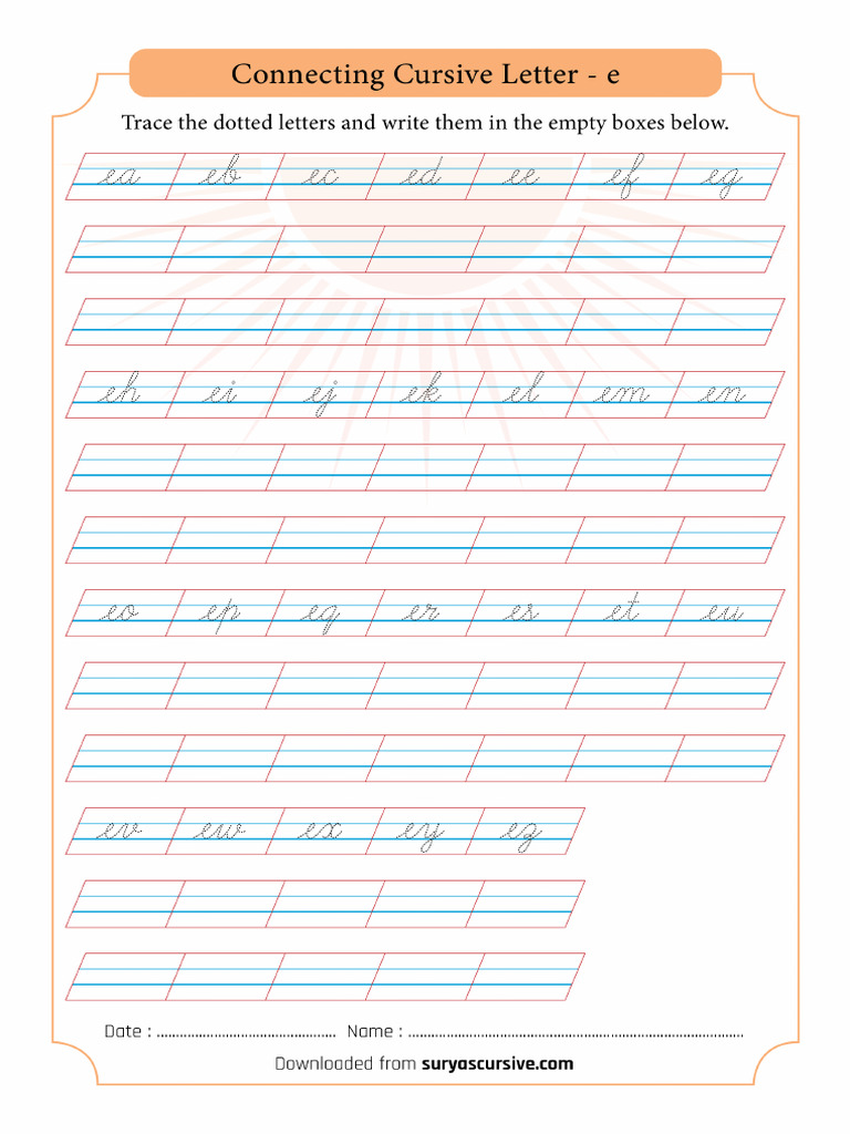Connecting All Letters Small E | PDF