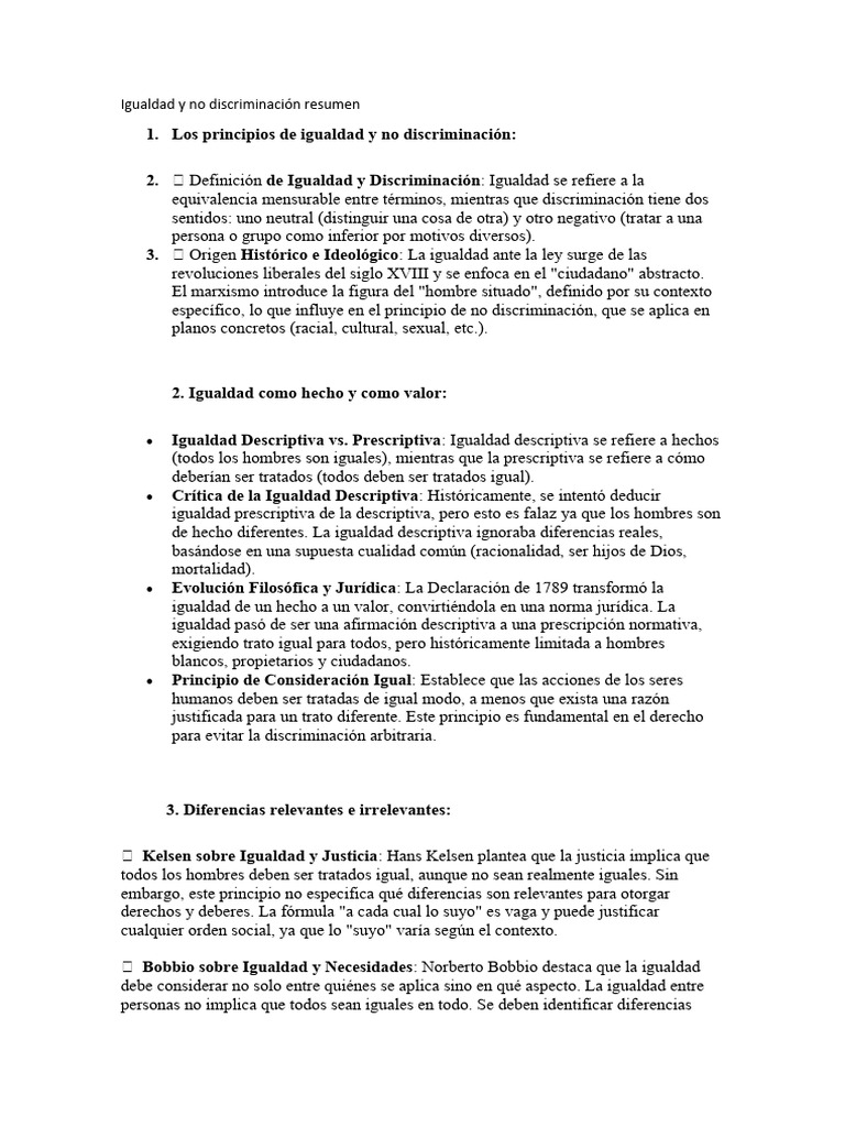 Igualdad y No Discriminación Resumen | Descargar gratis PDF | Discriminación | Rol de género