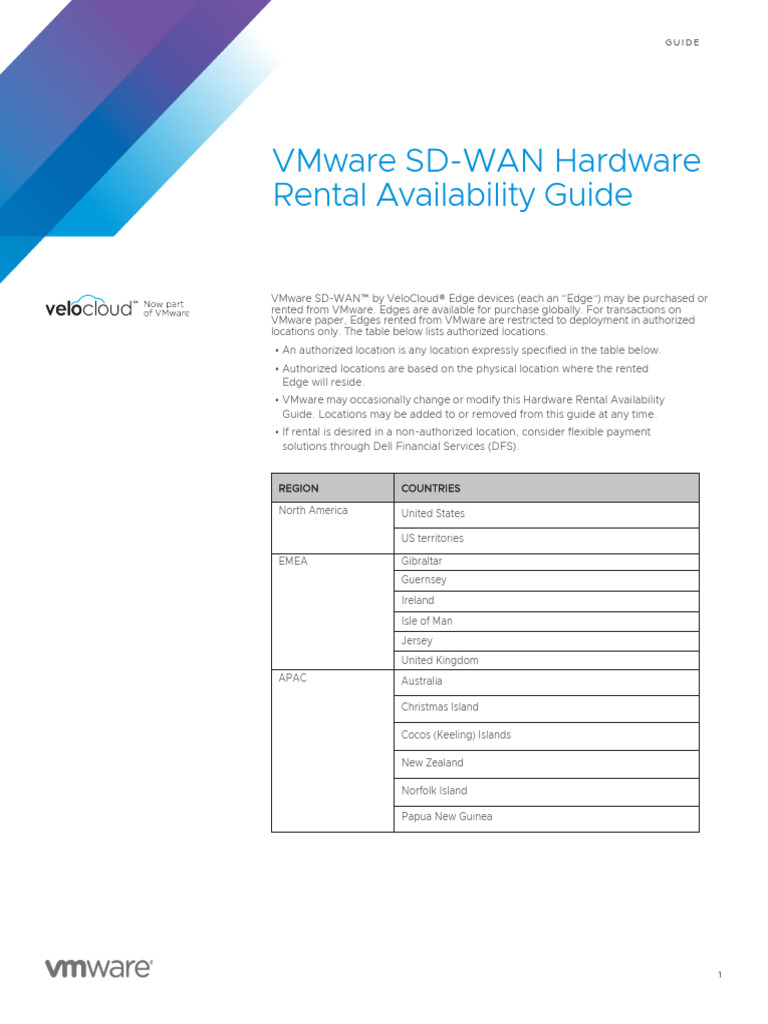 VMware Hardware Rental Availability Guide EN | PDF