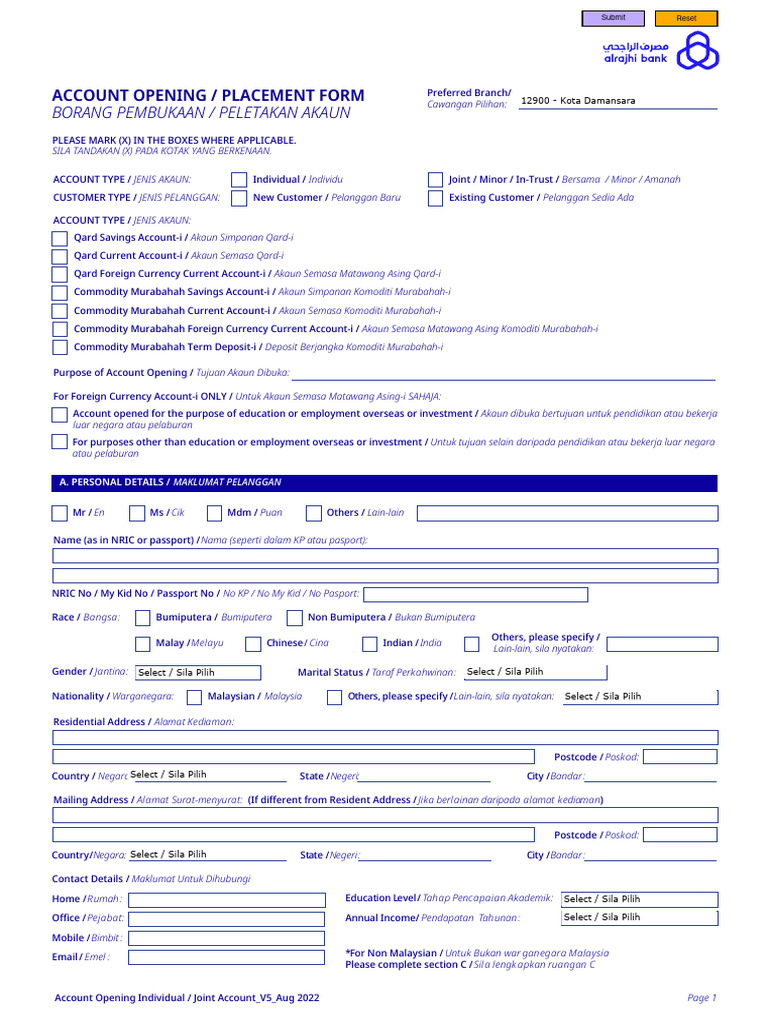 Union Bank Account Opening Form | PDF