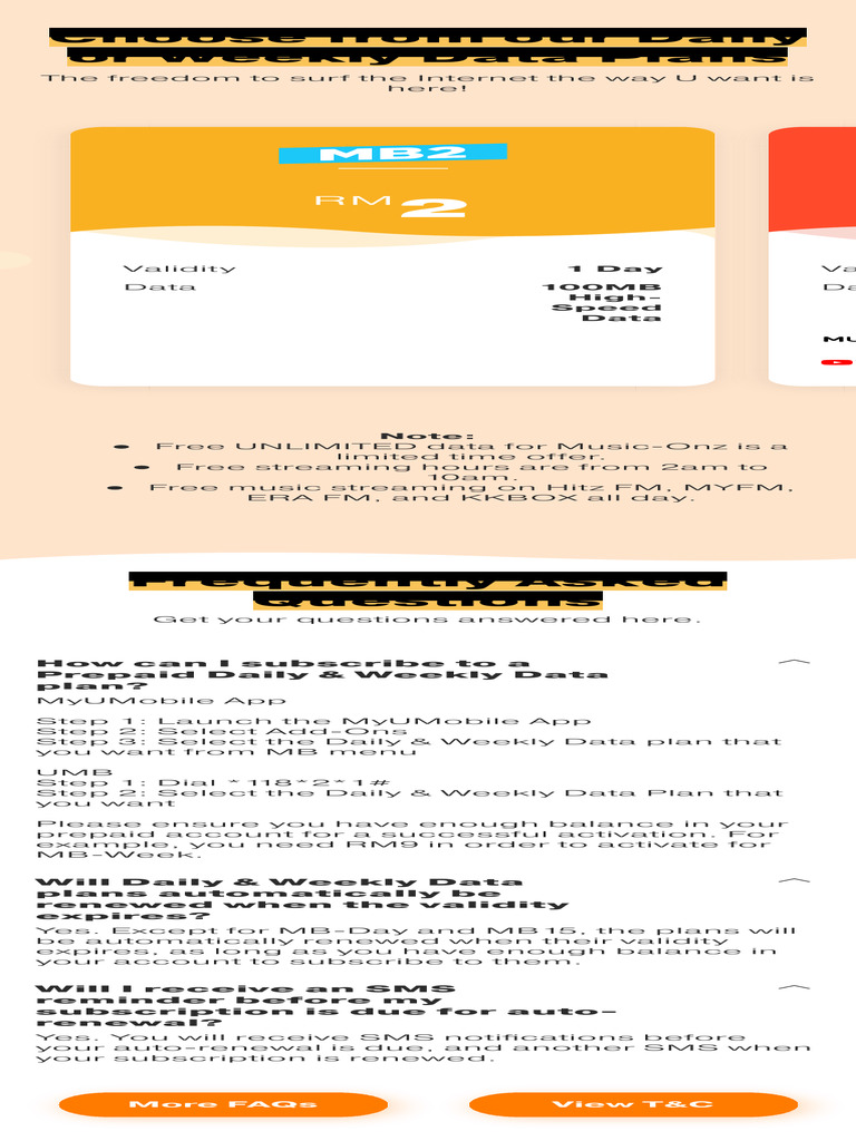 Daily & Weekly Data Plans - Prepaid - Mobile Plans U Mobile | PDF ...