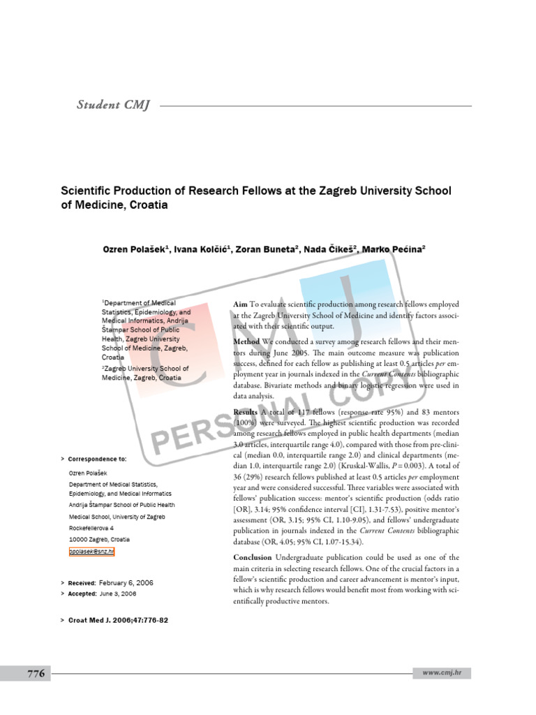 Student CMJ | PDF | Residency (Medicine) | Data