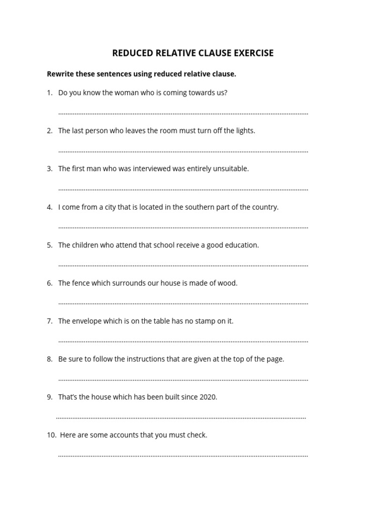 Exercise-Reduce-Relative-Clause | PDF