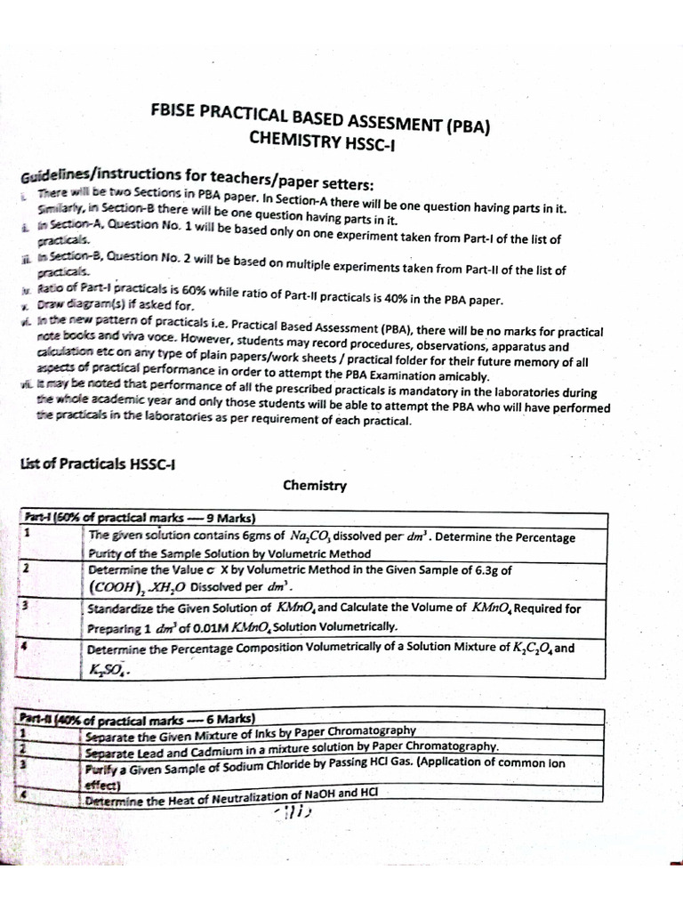 Chemistry 1st Y PBA | PDF