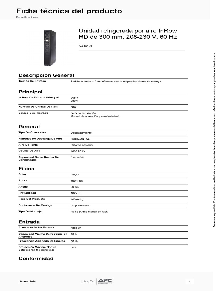 APC - Uniflair Direct Expansion InRow Cooling - ACRD100 - 2 | PDF
