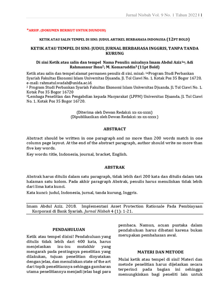 Panduan Penulisan Jurnal Ilmiah 2022 | PDF