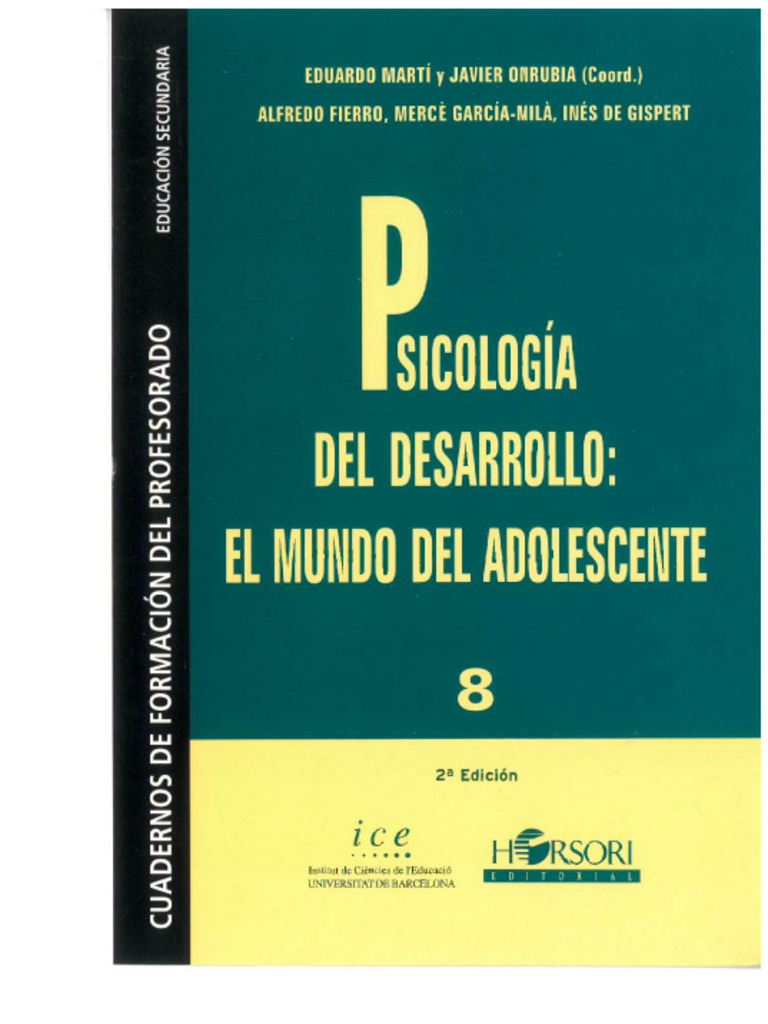 Psicología Del Desarrollo. El Mundo Del Adolescente | PDF