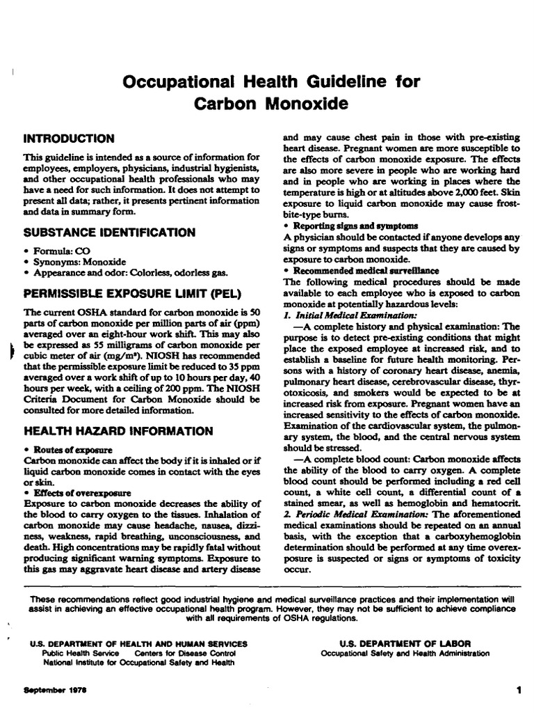 Carbon Monoxide Levels | PDF