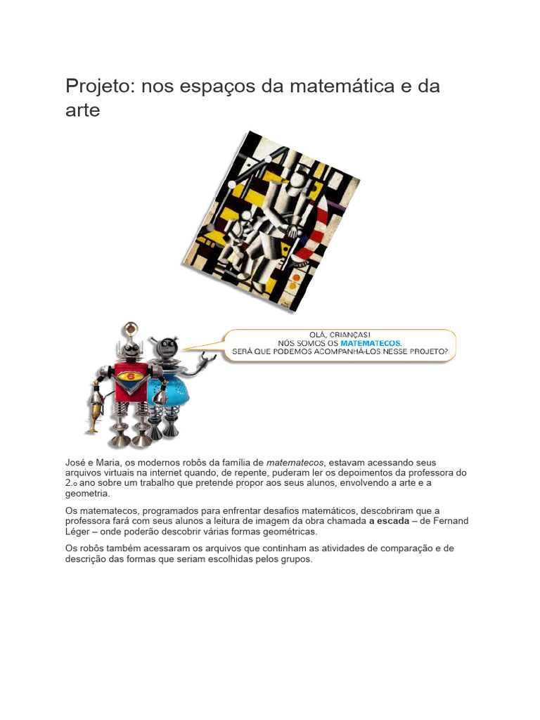 Projeto - Nos Espaços Da Matemática e Da Arte | PDF