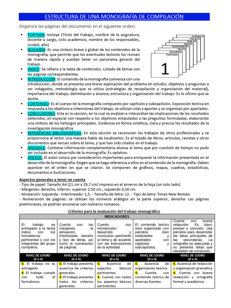 ESTRUCTURA DE UNA MONOGRAFÍA DE COMPILACIÓN | PDF ESTRUCTURA DE UNA MONOGRAFÍA DE COMPILACIÓN | PDF