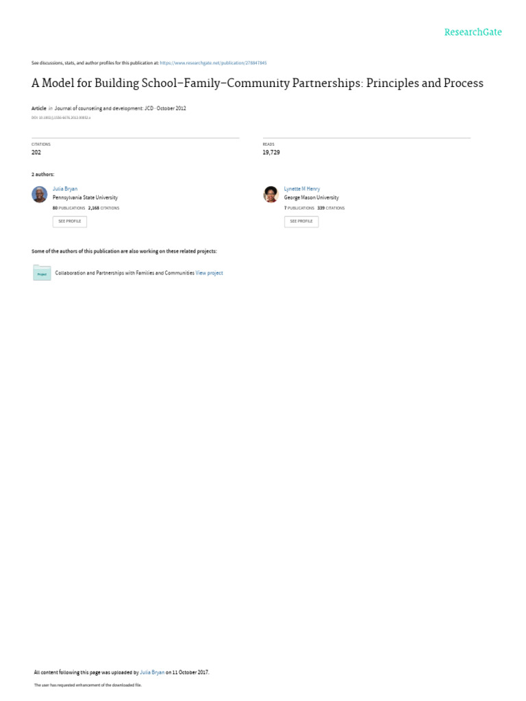 A Model For Building School-Family-Community Partn | PDF | School ...