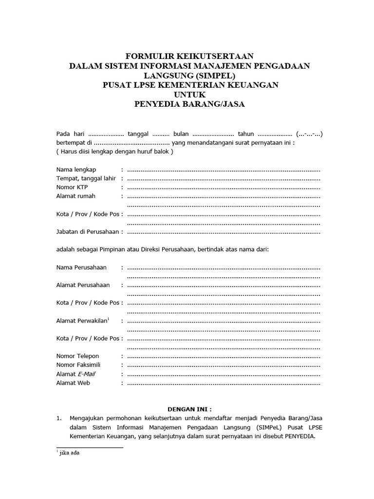 143 - Formulir Pendaftaran SIMPeL Baru 2021 | PDF