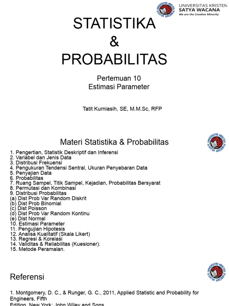 Pertemuan 10 - STATISTIKA & PROBABILITAS | PDF | Metode & Bahan Ajar ...