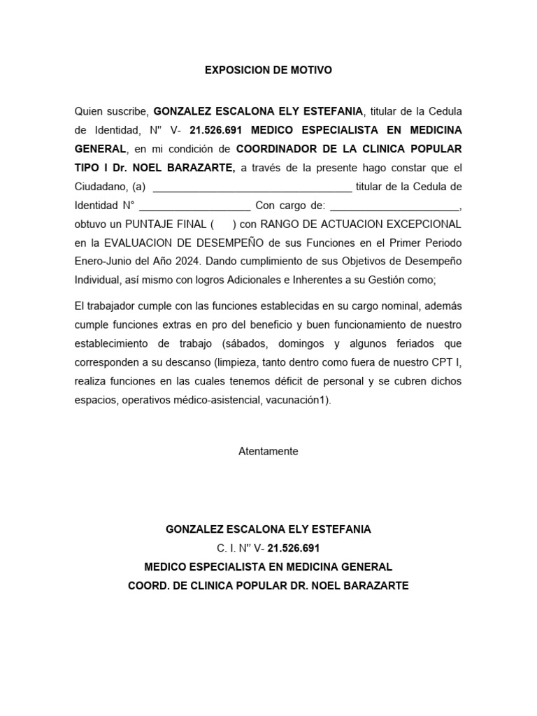 EXPOSICION DE MOTIVO | PDF