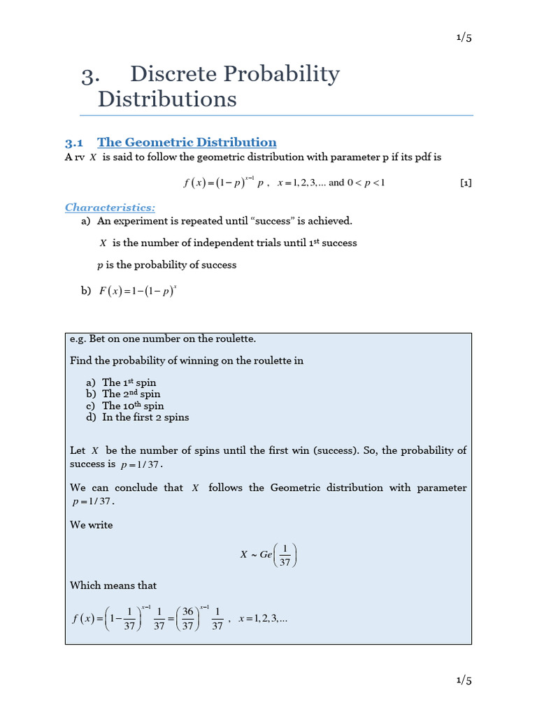Discrete Probability Distributions | PDF | Poisson Distribution ...