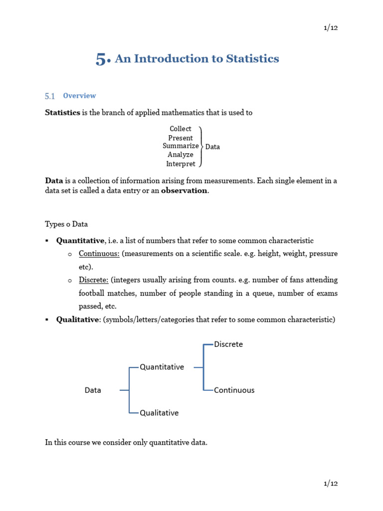 5 Introduction To Statistics | PDF | Standard Deviation | Variance
