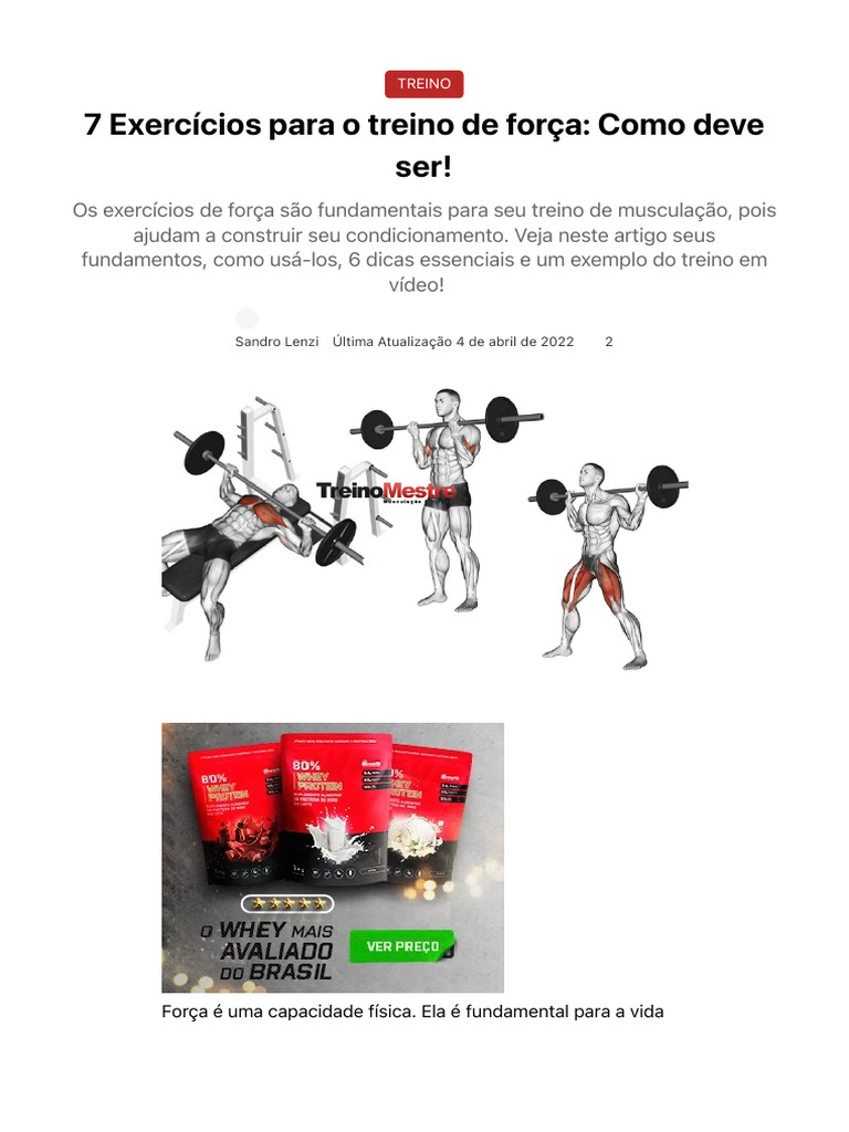 7 Exercícios para o Treino de Força - Como Deve Ser! - Treino Mestre ...