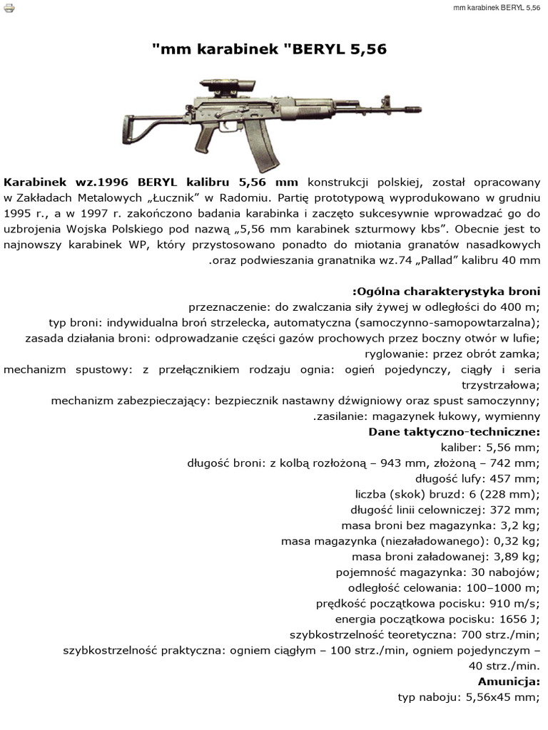 5,56 MM Karabinek BERYL | PDF