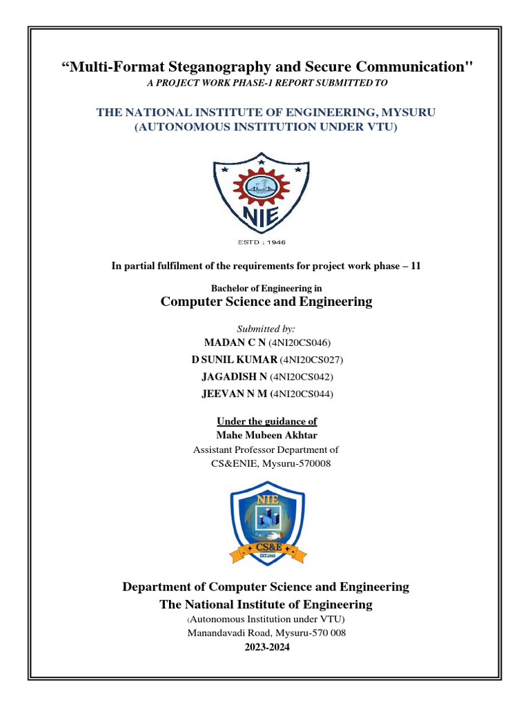 Steganography Major Project | PDF | Computer Security | Security