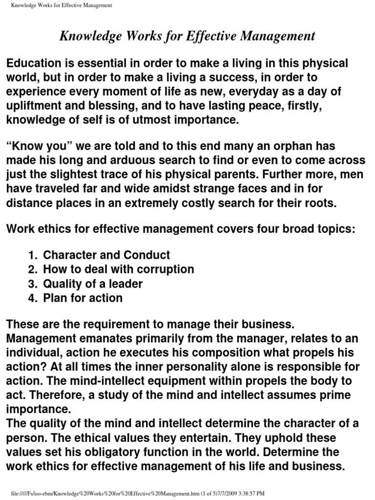 Knowledge works for effective management | PDF | Knowledge | Knowledge Management