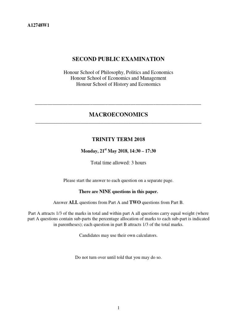 Macroeconomics Exam Paper 2018 | PDF | Recession | Macroeconomics