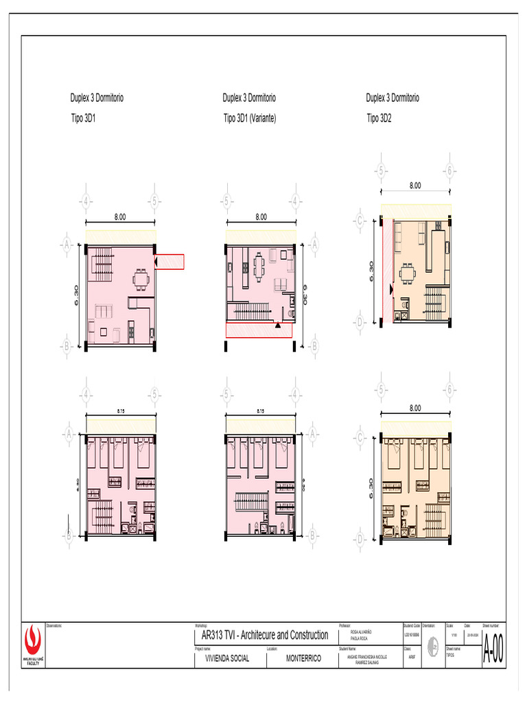 Duplex 3 Dormitorio Tipo 3D1 Duplex 3 Dormitorio Tipo 3D2 Duplex 3 Dormitorio Tipo 3D1 (Variante ...
