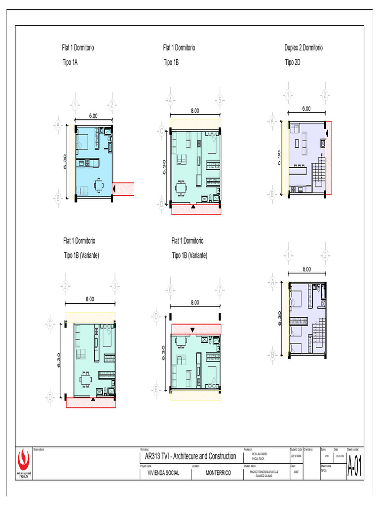 Duplex 2 Dormitorio Tipo 2D Flat 1 Dormitorio Tipo 1A Flat 1 Dormitorio Tipo 1B | PDF