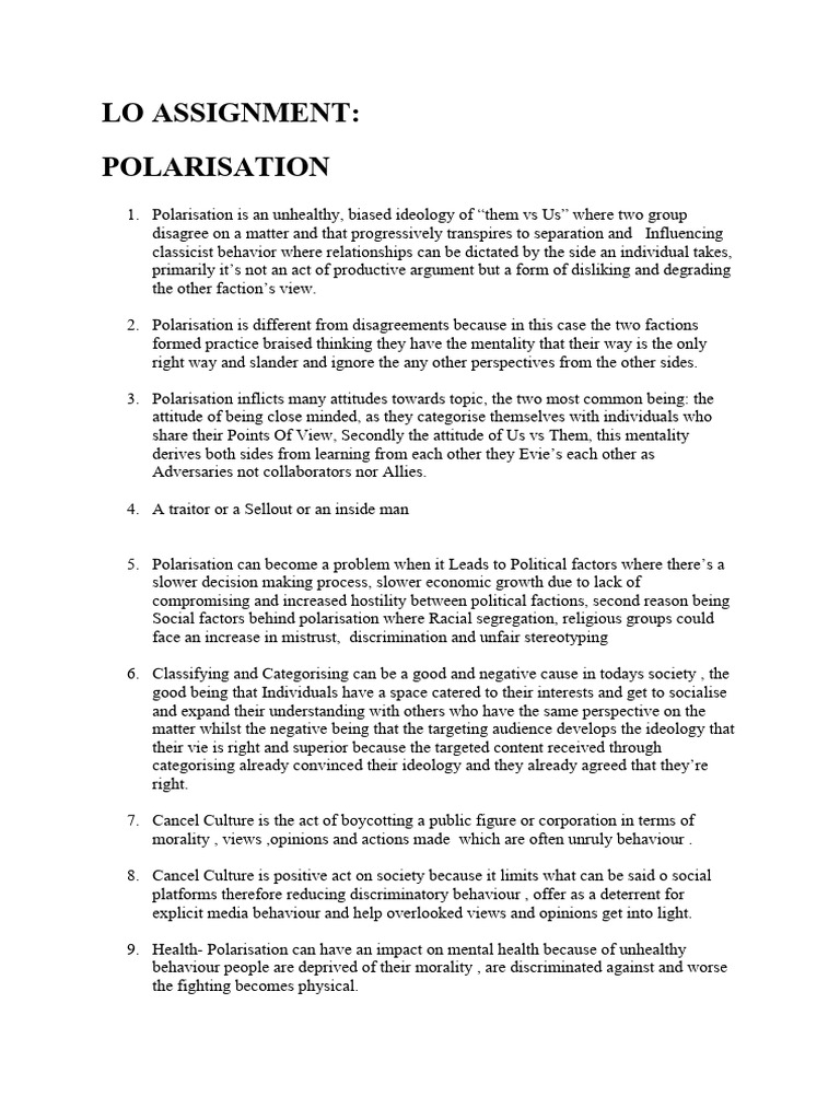 LO Polarisation | PDF | Attitude (Psychology) | Social Psychology
