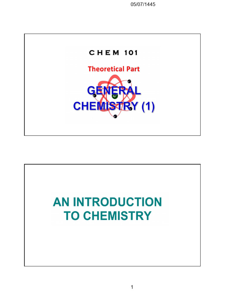 Chem 101 (452) Lecture#1 Part 1 | PDF | Mixture | Chemical Substances