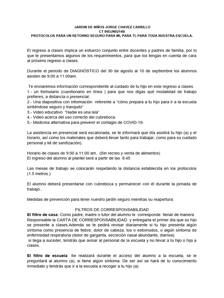Protocolo de Regreso Seguro a Clases | PDF | Medicina CLINICA | Medicina