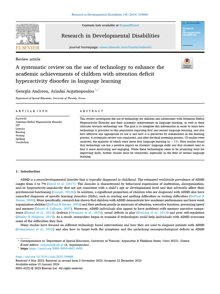 Tech Boosts ADHD Language Learning | PDF | Attention Deficit Hyperactivity Disorder ...