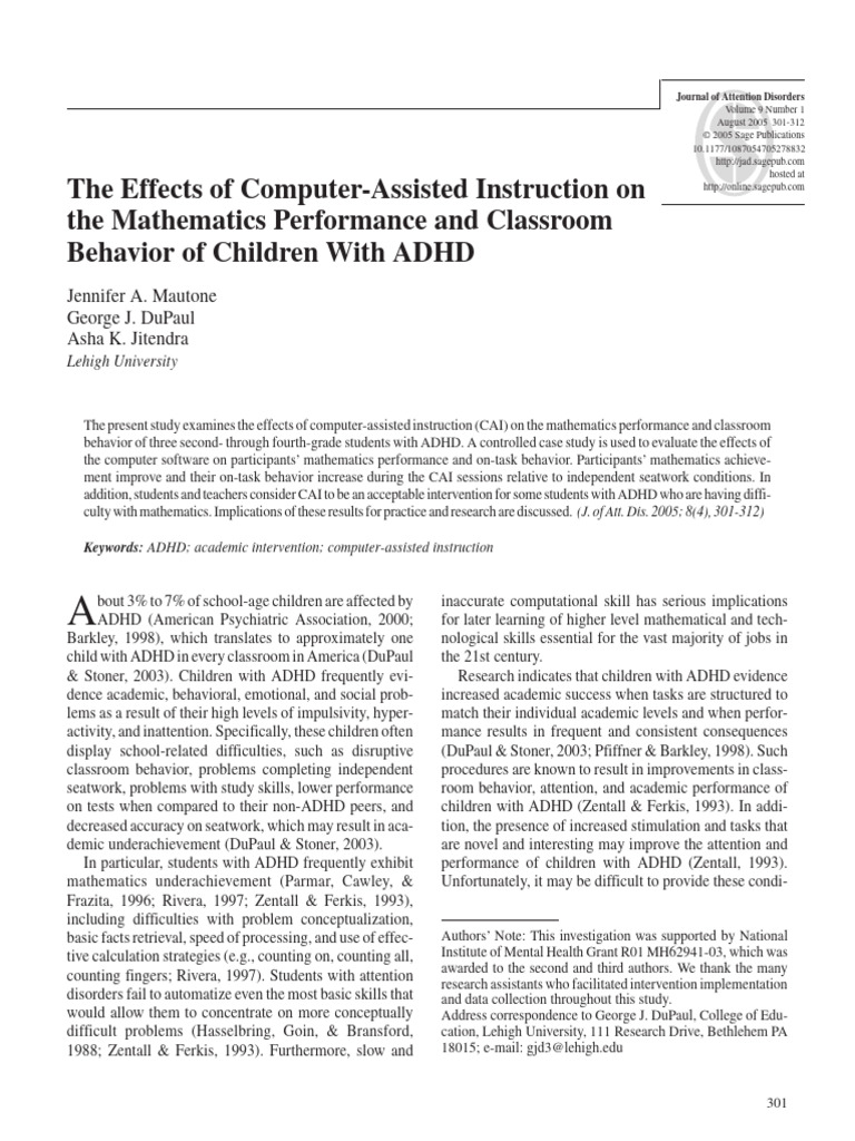 The Effects of Computer-Assisted Instruction on the Mathematics Performance | Download Free PDF ...
