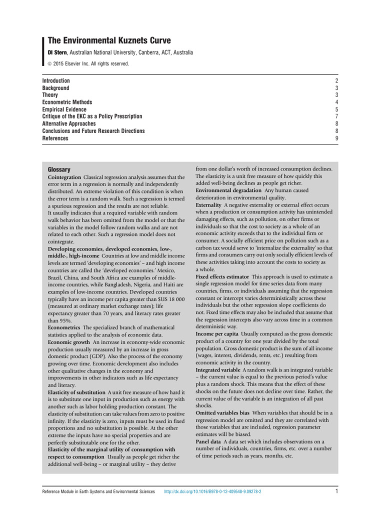 The Environmental Kuznets Curve | PDF | Linear Regression | Economic Growth