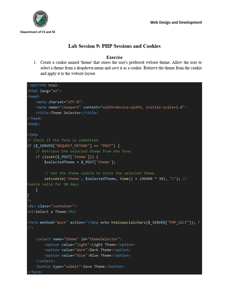 Lab Session 09 WebEngineering | PDF | Http Cookie | World Wide Web
