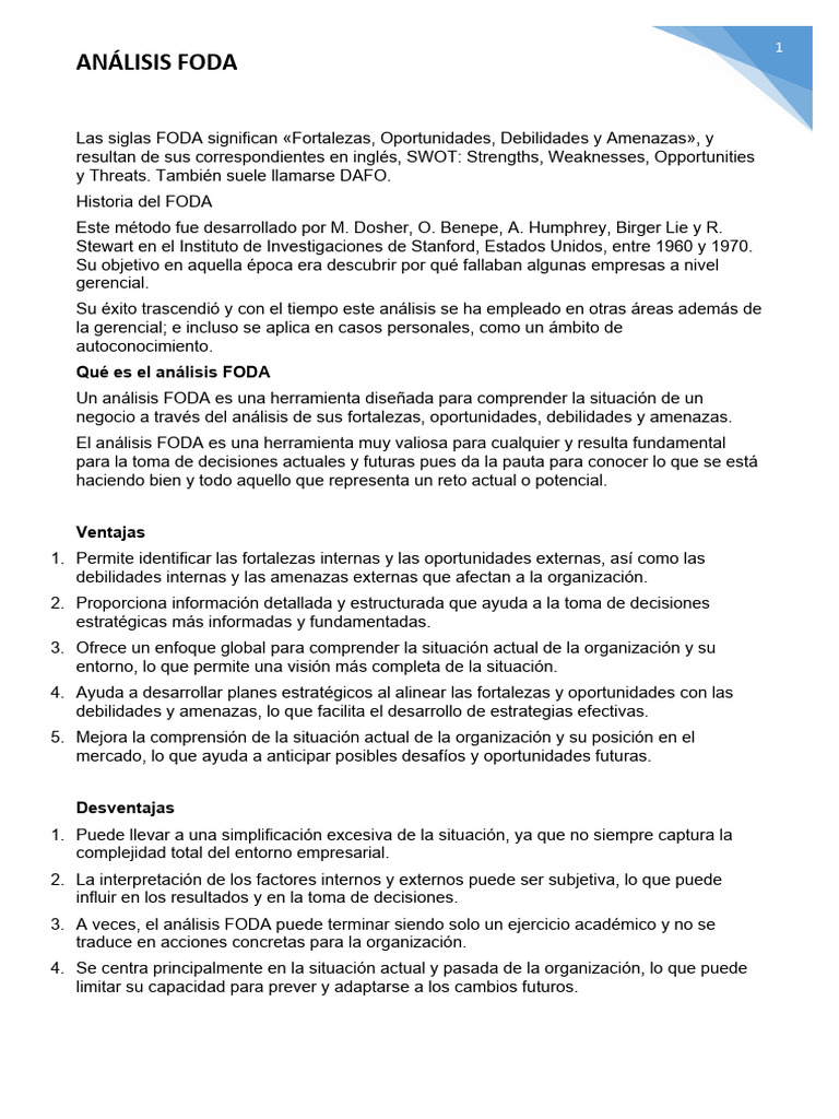 Analisis Foda de La Empresa | PDF | Análisis FODA | Business