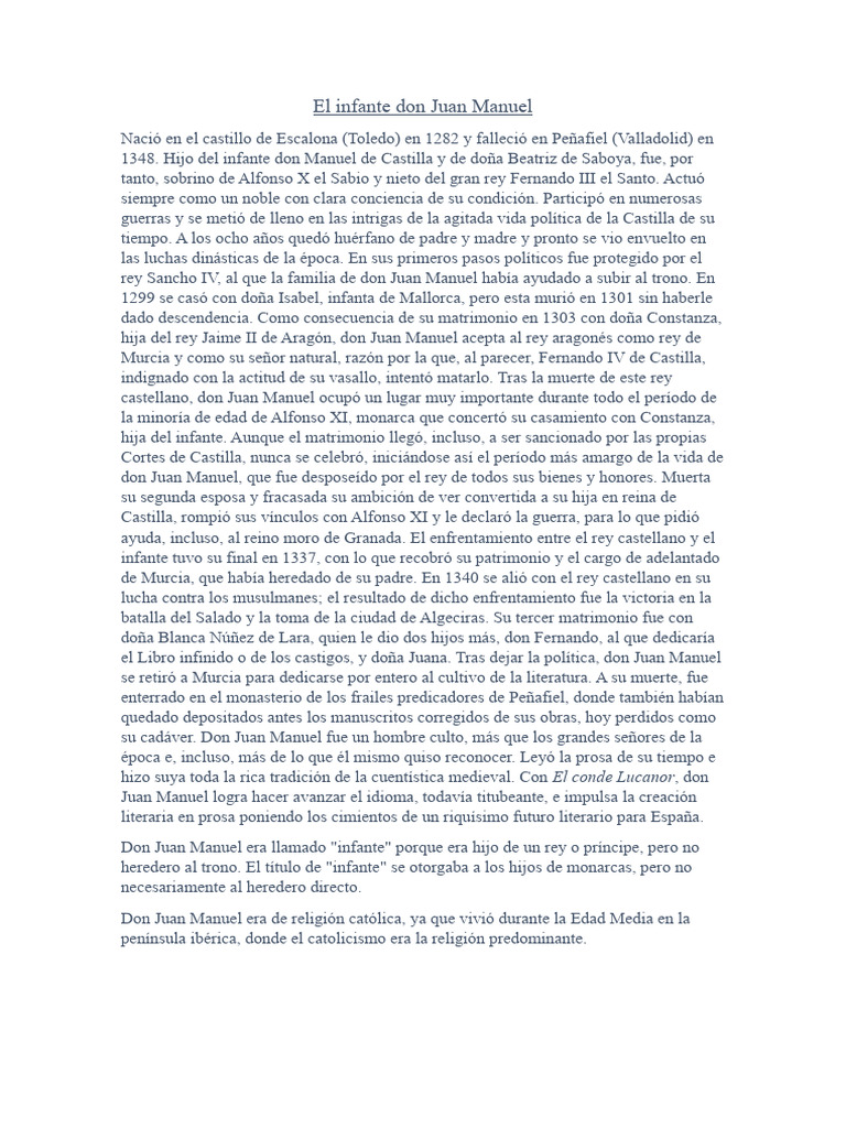 El Infante Don Juan Manuel | PDF