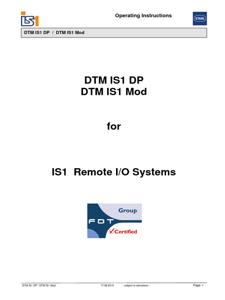 Operating Instruction Is1 Dtm Dp Mod E Pdf Ip Address