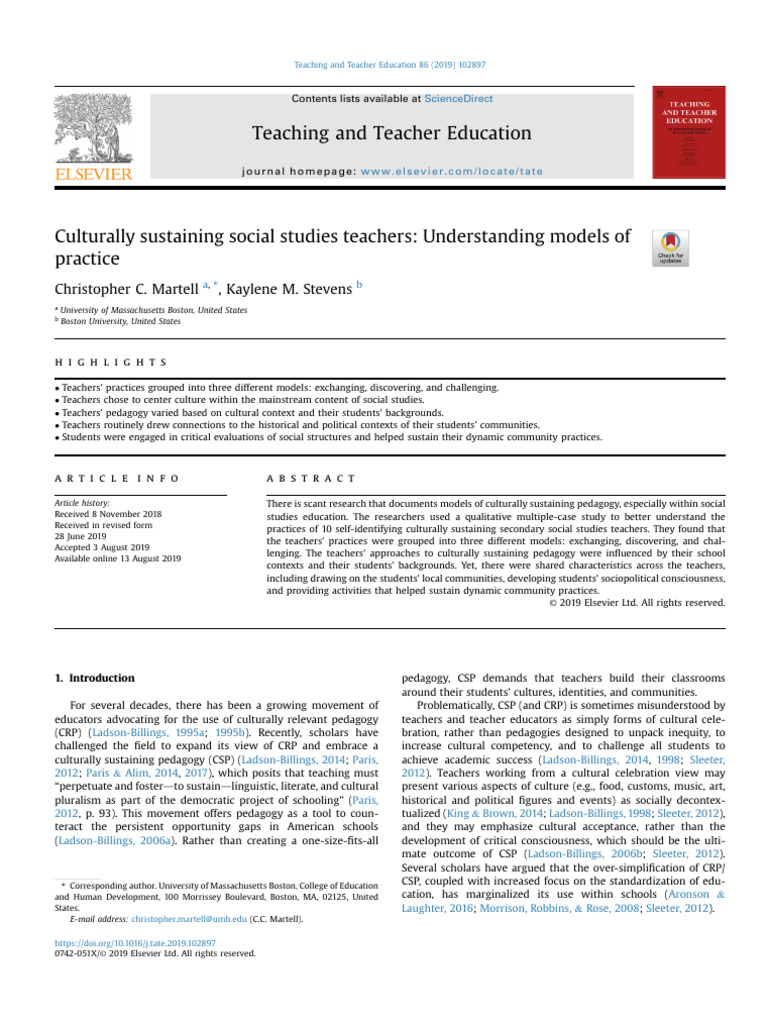 Culturally Sustaining Pedagogy | PDF | Teachers | Pedagogy Culturally Sustaining Pedagogy | PDF | Teachers | Pedagogy