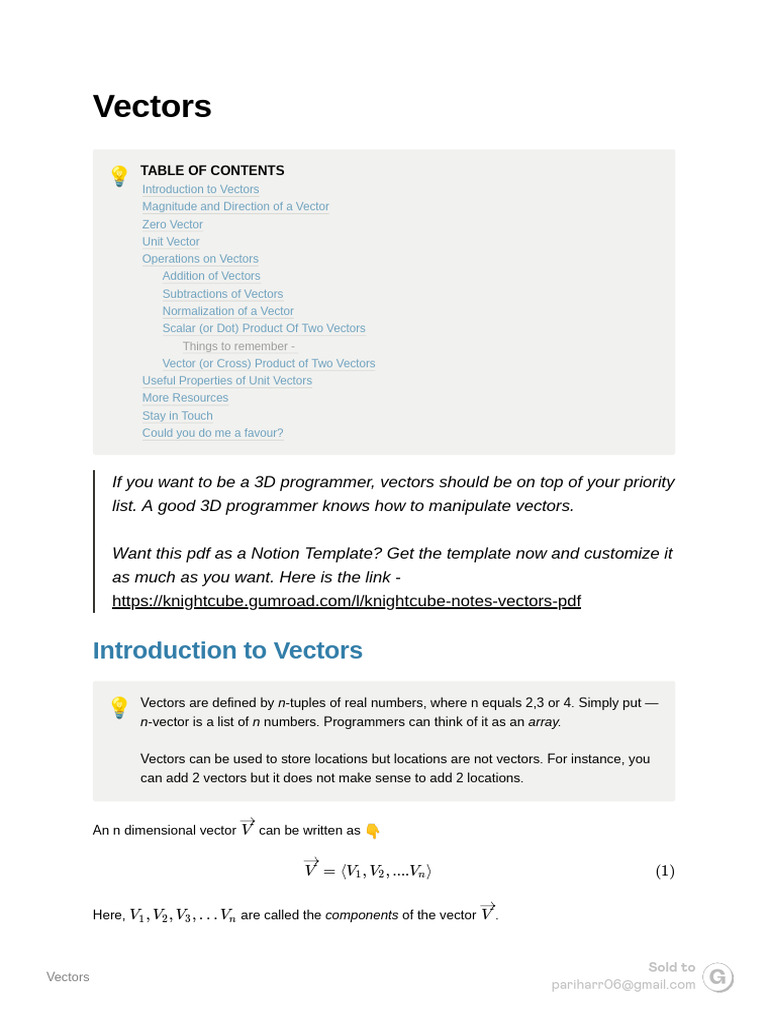 Vectors | PDF | Euclidean Vector | Norm (Mathematics)