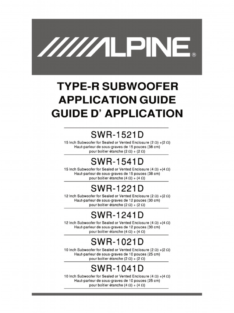 Alpine SWR-1041D owners manual | PDF