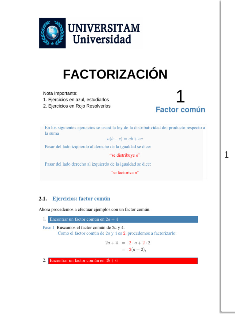 factorización | Descargar gratis PDF | Factorización | Álgebra
