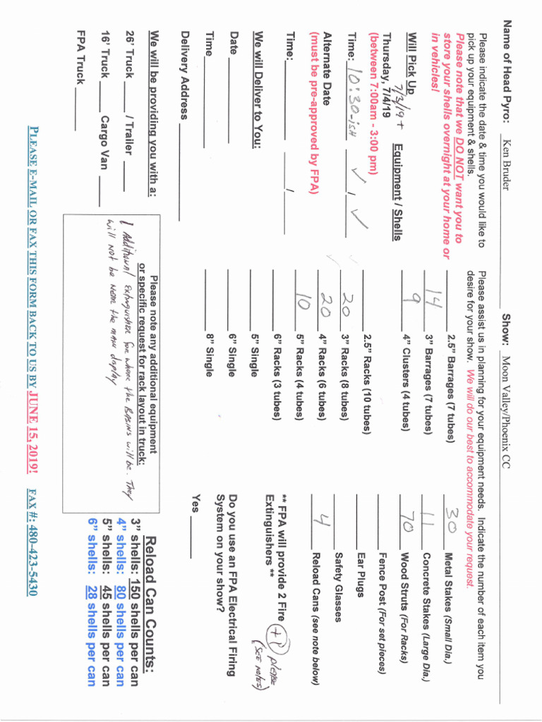 Fireworks equipment list (Example) (2019) | PDF