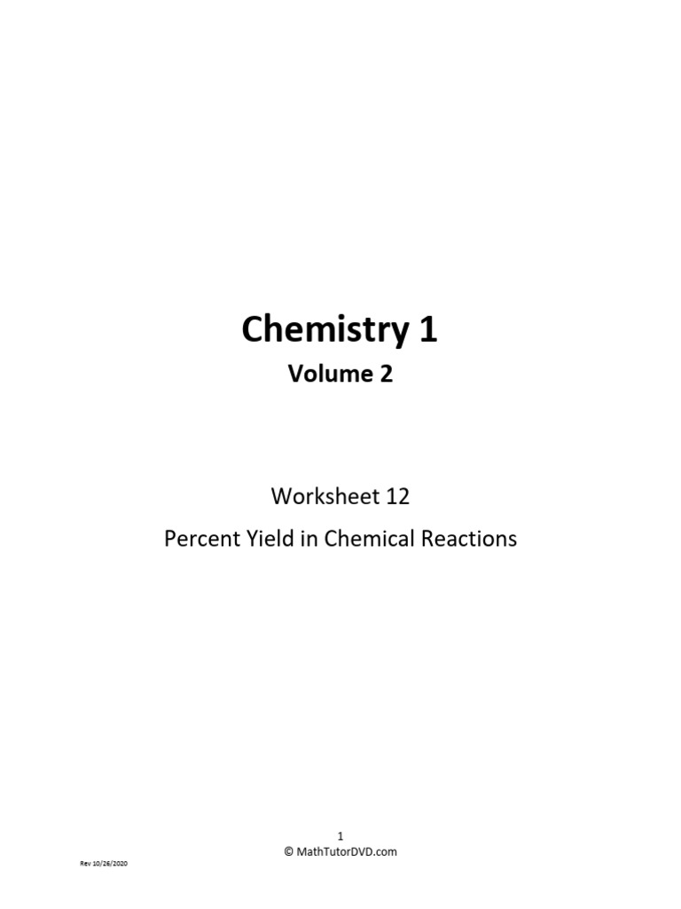 Percent Yield Calculations in Chemistry | PDF | Mole (Unit) | Chemical ...