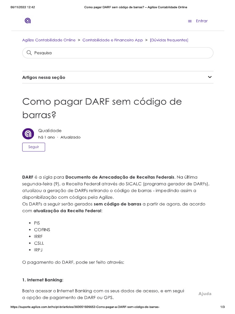 Como Pagar DARF Sem Código de Barras | PDF
