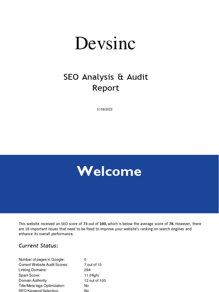 Devsinc - SEO Analysis Report | PDF | Search Engine Optimization | Websites